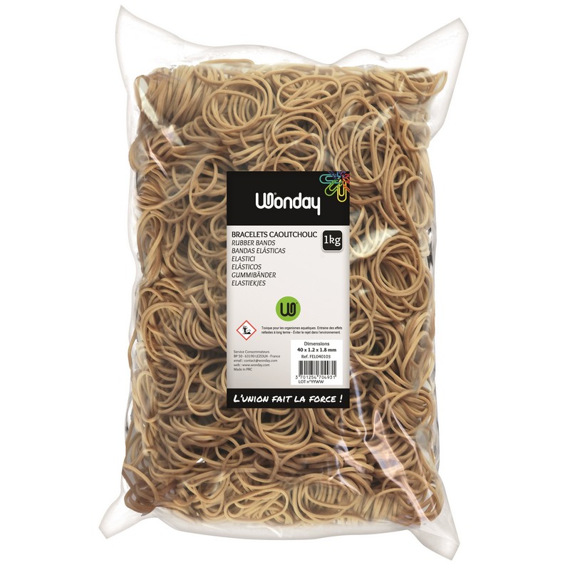 Sac 1 Kg d’élastiques 80 mm - Wonday
