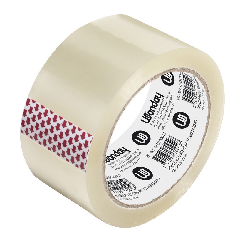 Adhésif transparent 50 mm x 66 m - Wonday